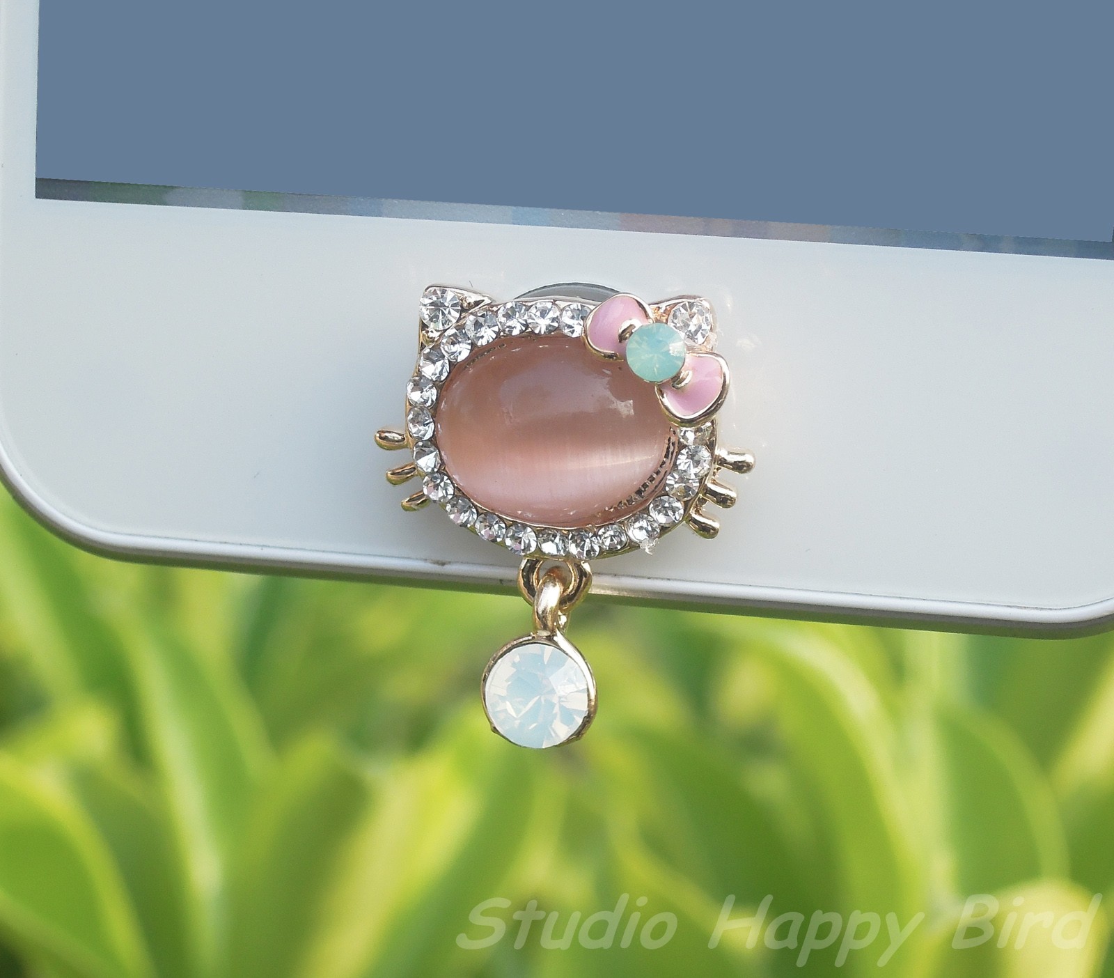 Bling Crystal Cat W/dangling Manmade Opal Jewelry Apple Iphone Home ...